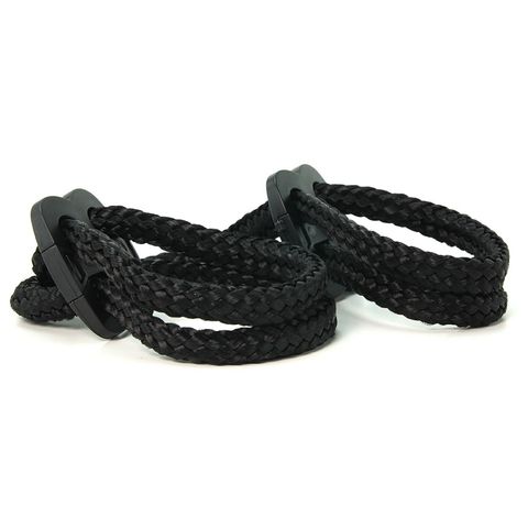 Shibari Silky Soft Double Rope Wrist Cuffs (Black) - EasyToys